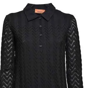 Missoni Black Chevron Knit Button-up Dress