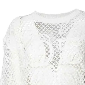 Max Mara White Lace Crew Neck Sweater