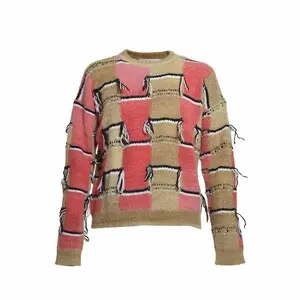 Marni Mohair & Alpaca Blend Paneled Pullover With Loose Threads