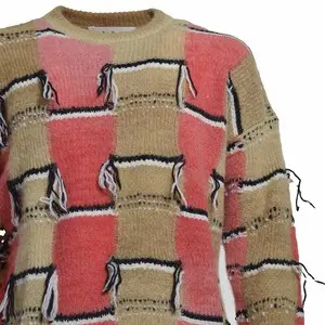 Marni Mohair & Alpaca Blend Paneled Pullover With Loose Threads