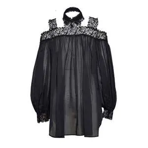Ermanno Scervino Black Lace Cold Shoulder Shirt