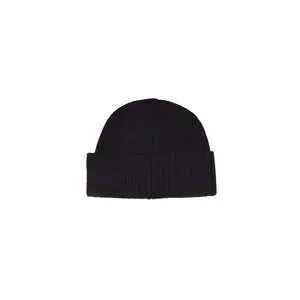 Dsquared2 Knit Beanie With Silver Chrome And Patent Leather "d2" Appliqu
