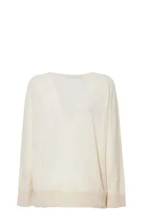 PDR PHISIQUE DU ROLE Cream Lace-up Neck Pullover Sweater