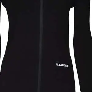 JIL SANDER Zip-up Hooded Ribbed Knit Sweater