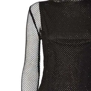 Sportmax Mesh Embellished Long Sleeve Top - Nero