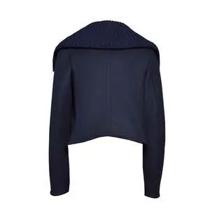 Dsquared2 Double Breasted Cropped Wool Coat With Shawl Collar - Blu Notte