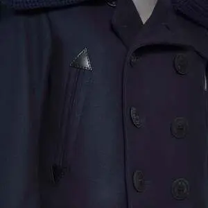Dsquared2 Double Breasted Cropped Wool Coat With Shawl Collar - Blu Notte
