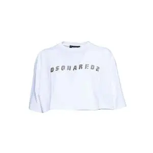 Dsquared2 White Cropped T-shirt With Logo