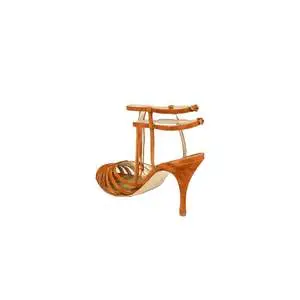 CABECEO Suede Effect Calfskin Braided Stiletto Sandals With Fringe Detail