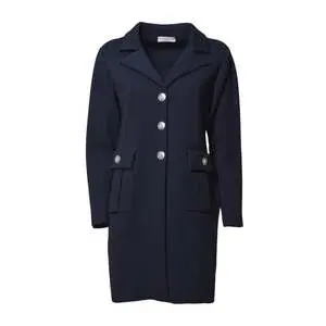 CHARLOTT Navy Tailored Coat With Metal Trims