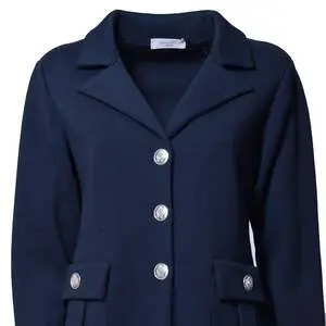 CHARLOTT Navy Tailored Coat With Metal Trims