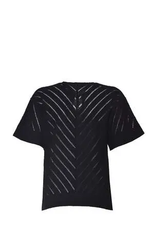 JIL SANDER Black Knit T-shirt With Tassel Detail