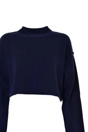 Sportmax Cropped Ribbed Mock Neck Sweater - Blu