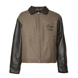 Kenzo Embellished Leather And Wool Blend Jacket
