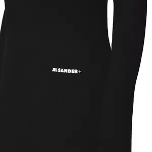 JIL SANDER Ribbed Hooded Midi Dress With Quarter Zip