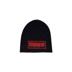 Dsquared2 Beanie With Logo Applique - Nero