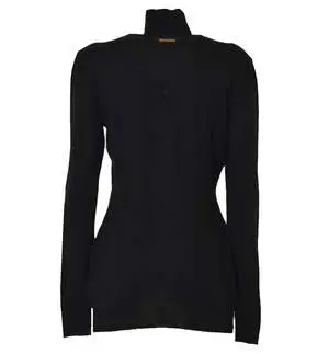 Moschino Black High Neck Fine Knit Sweater - Nero