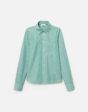 Lafayette 148 New York Striped Cotton Button Front Shirt
