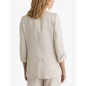 REISS Nolah Double-breasted Linen-blend Suit Jacket