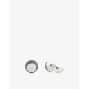 Paul Smith Engraved-logo Striped Copper-and-zinc Cufflinks - Multicolour