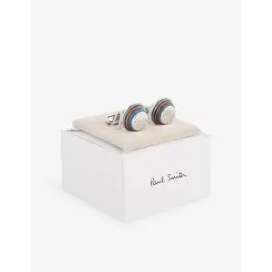 Paul Smith Engraved-logo Striped Copper-and-zinc Cufflinks
