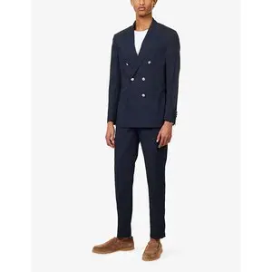 Eleventy Double Breasted Woven Jacket - Blue