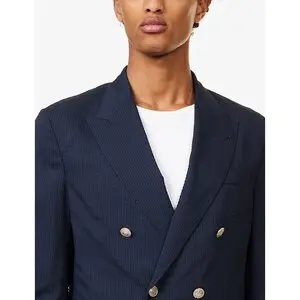 Eleventy Double Breasted Woven Jacket - Blue