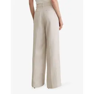 REISS Nolah Wide-leg Linen-blend Trousers
