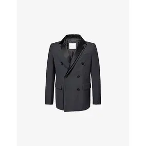 Sacai Double-breasted Satin-lapel Wool-blend Suit Jacket
