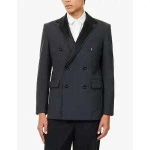 Sacai Double-breasted Satin-lapel Wool-blend Suit Jacket