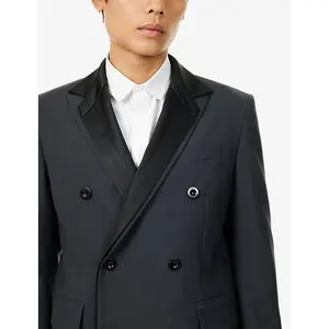 Sacai Double-breasted Satin-lapel Wool-blend Suit Jacket