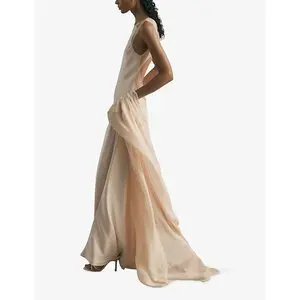 REISS Flora Cape-detail Woven Maxi Dress