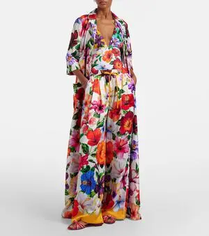 Dolce & Gabbana Floral Silk-blend Satin Palazzo Pants