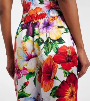 Dolce & Gabbana Floral Silk-blend Satin Palazzo Pants