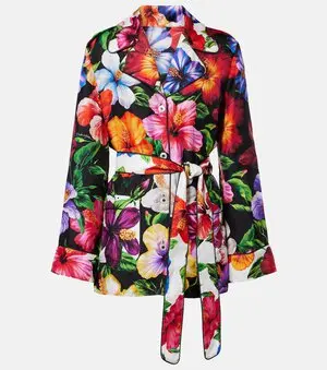 Dolce & Gabbana Belted Floral Silk Shirt - Multicoloured