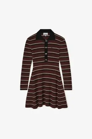 GANNI Knit Polo Dress With Butterfly Buttons - Mixed