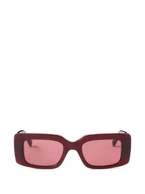 Sandro Rectangle Frame Sunglasses With Logo Plaque - Red