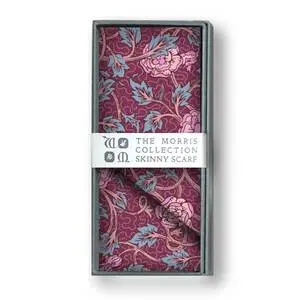 LIME TREE DESIGN Skinny Scarf In Morris Rose Print - Pink