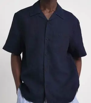 WAX LONDON Linen Short-sleeve Didcot Shirt