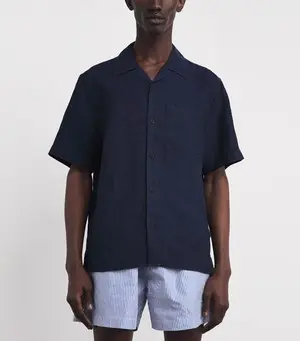 WAX LONDON Linen Short-sleeve Didcot Shirt
