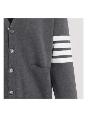 Thom Browne 4-bar Milano Stitch Cardigan - Medium Gray