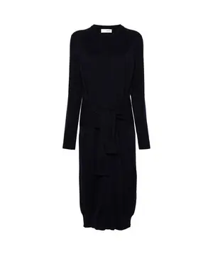 JIL SANDER Long Sleeve Ribbed Knit Dress With Logo Detail