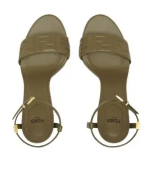 Fendi Nappa Leather Ff Embossed High-heeled Sandals - Green