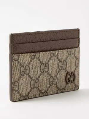 Gucci Gg Monogram Card Holder Wallet - Beige/ebony