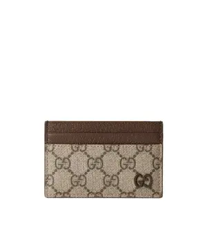 Gucci Gg Monogram Card Holder Wallet - Beige/ebony