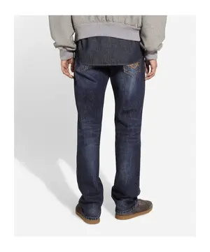 Dolce & Gabbana Dg Embroidered Stretch Cotton Jeans - Blue