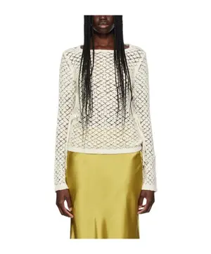 HOLZWEILER Cecilia Ribbed Knit Long Sleeve Sweater With Lace Detail