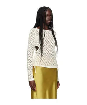 HOLZWEILER Cecilia Ribbed Knit Long Sleeve Sweater With Lace Detail
