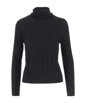 ALLUDE Ribbed Knit High Neck Jumper - Black
