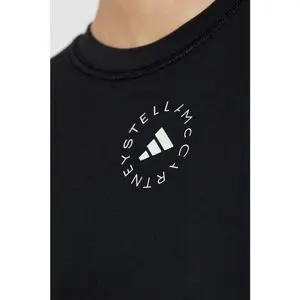Adidas By Stella McCartney Cropped Long Sleeve Logo Sports Top - Black